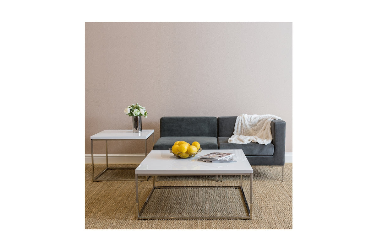 Kings Road Sq. Coffee Table WHITE CHROME
